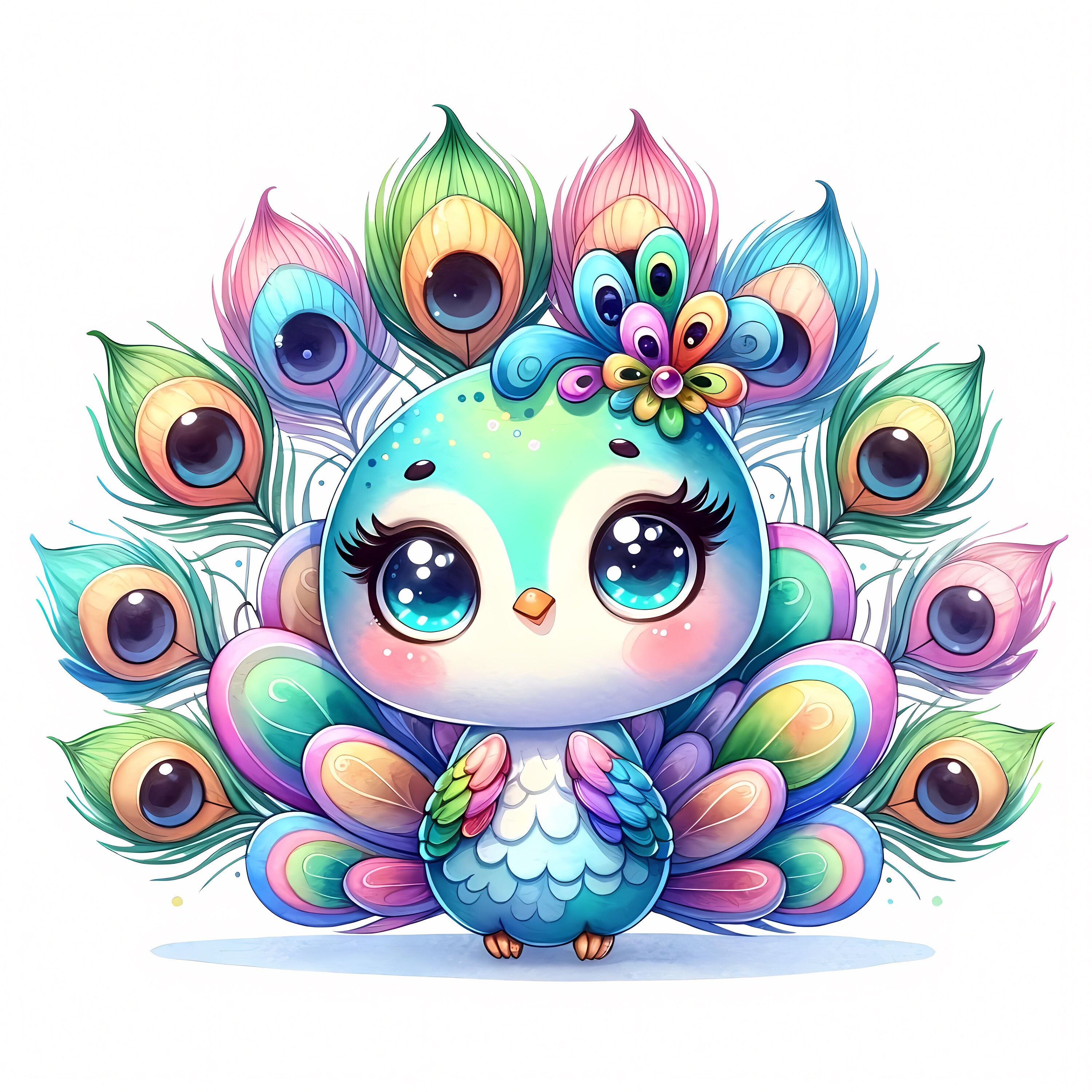 Cute Peacock 10 High-quality Jpgs Colorful Peacock Clipart Bundle Wall ...