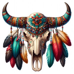 Tribal Bull Skull Clipart | 12 High-quality Jpgs | Clipart Bundle ...