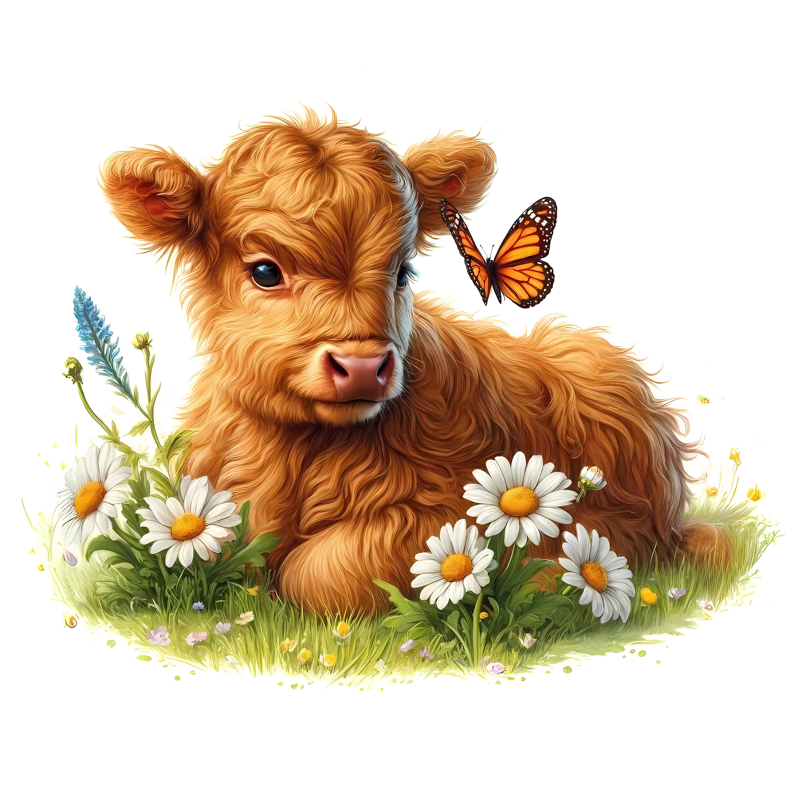 Baby Highland Cow Clipart 14 High-quality Jpgs Cute Baby Highland Cow ...