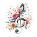 Floral Music Note Clipart - 12 High-quality Jpgs - Music Note Clipart ...