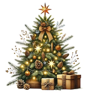 Festive Christmas Tree Clipart Bundle: Holiday Art (12 JPEG, Digital ...