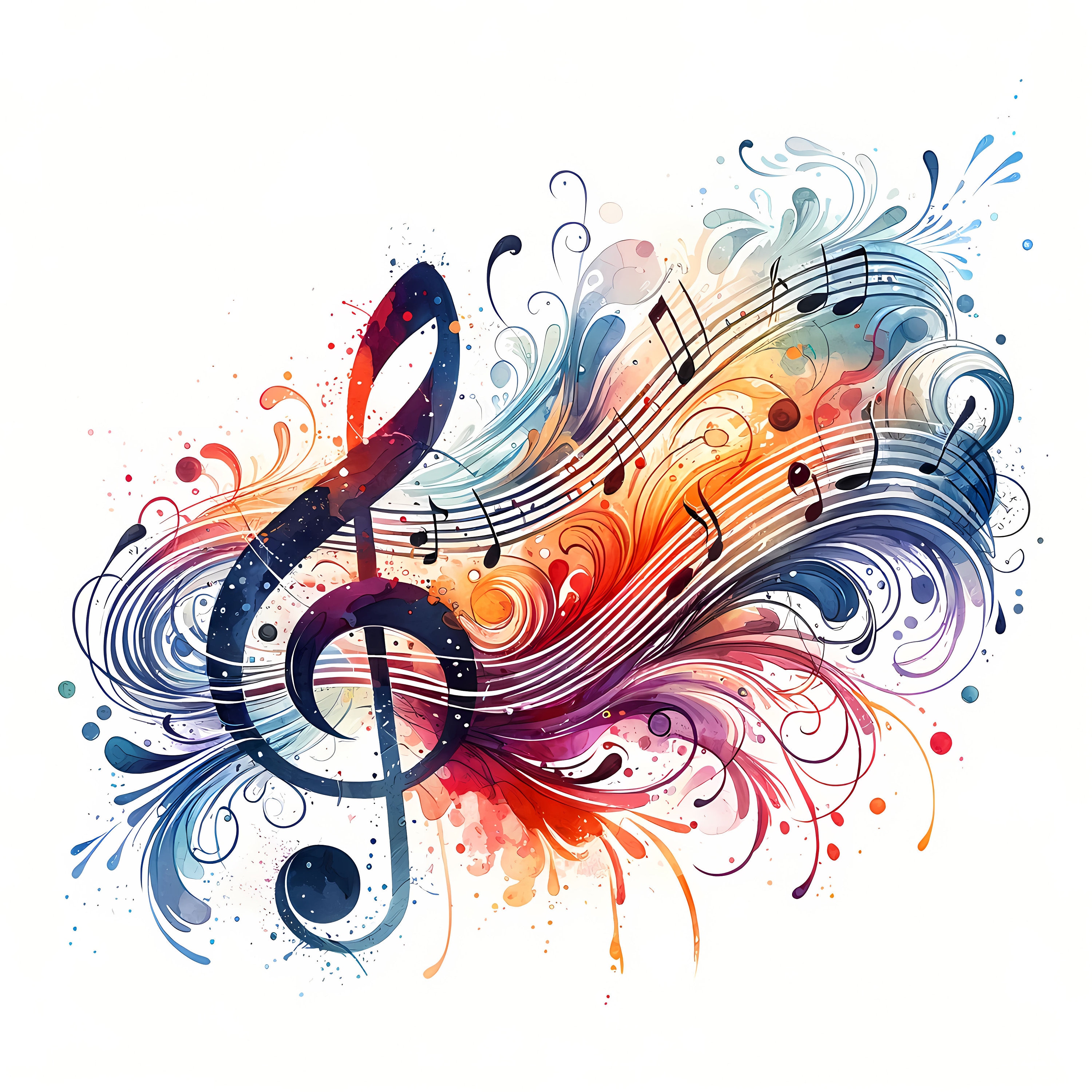 Music Note Clipart 10 High-quality Jpgs Wall Art Digital Download Card ...