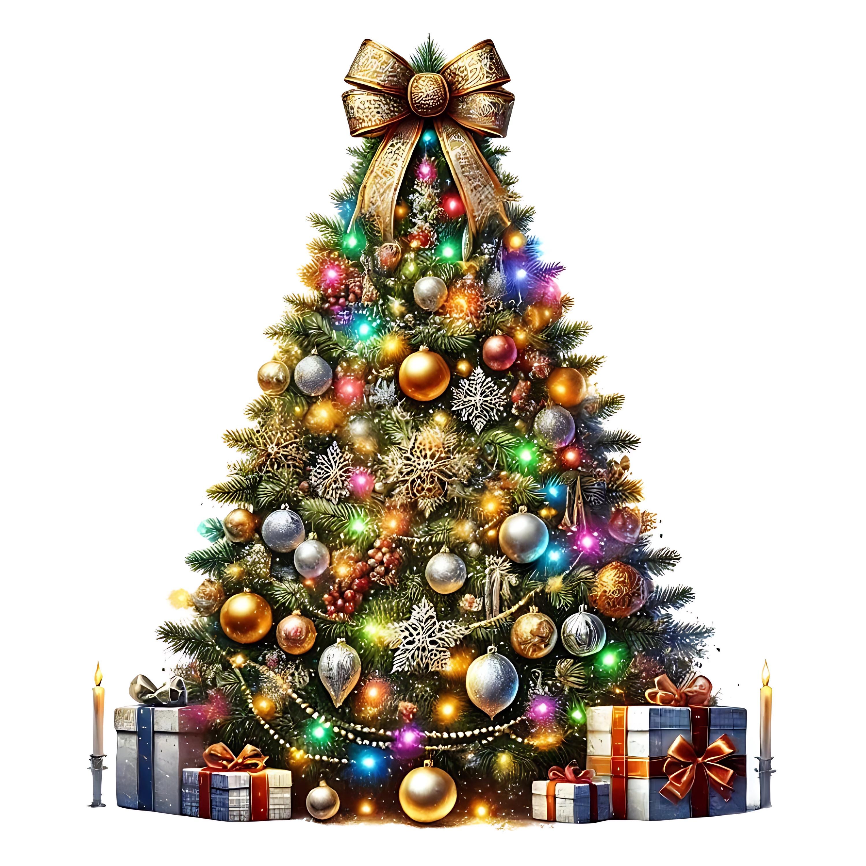 Festive Christmas Tree Clipart Bundle: Holiday Art (12 JPEG, Digital ...