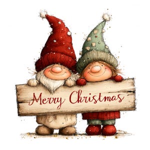 Christmas Gnomes Clipart: Whimsical Holiday Graphics (digital Download ...