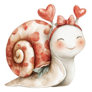 Snail Valentine's Day Clipart | Adorable Whimsical Graphics | Digital ...