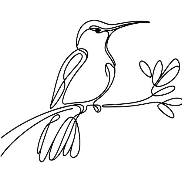 Hummingbird Line Drawing - Etsy