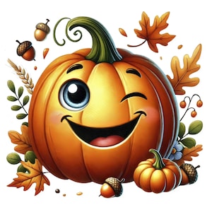 Cute Pumpkin Clipart | Fall PNG Bundle, Commercial Use (digital ...
