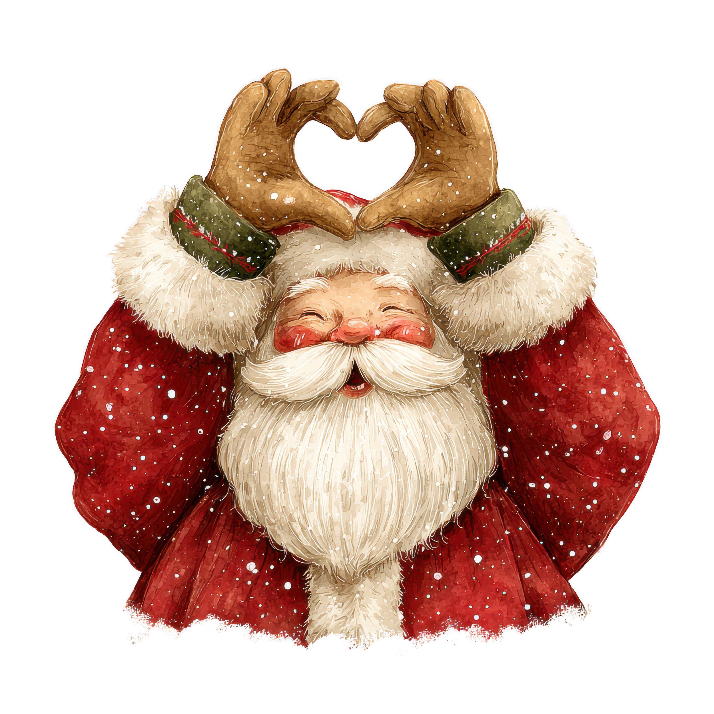 Christmas Santa Heart Clipart: Whimsical Holiday Graphics (digital ...
