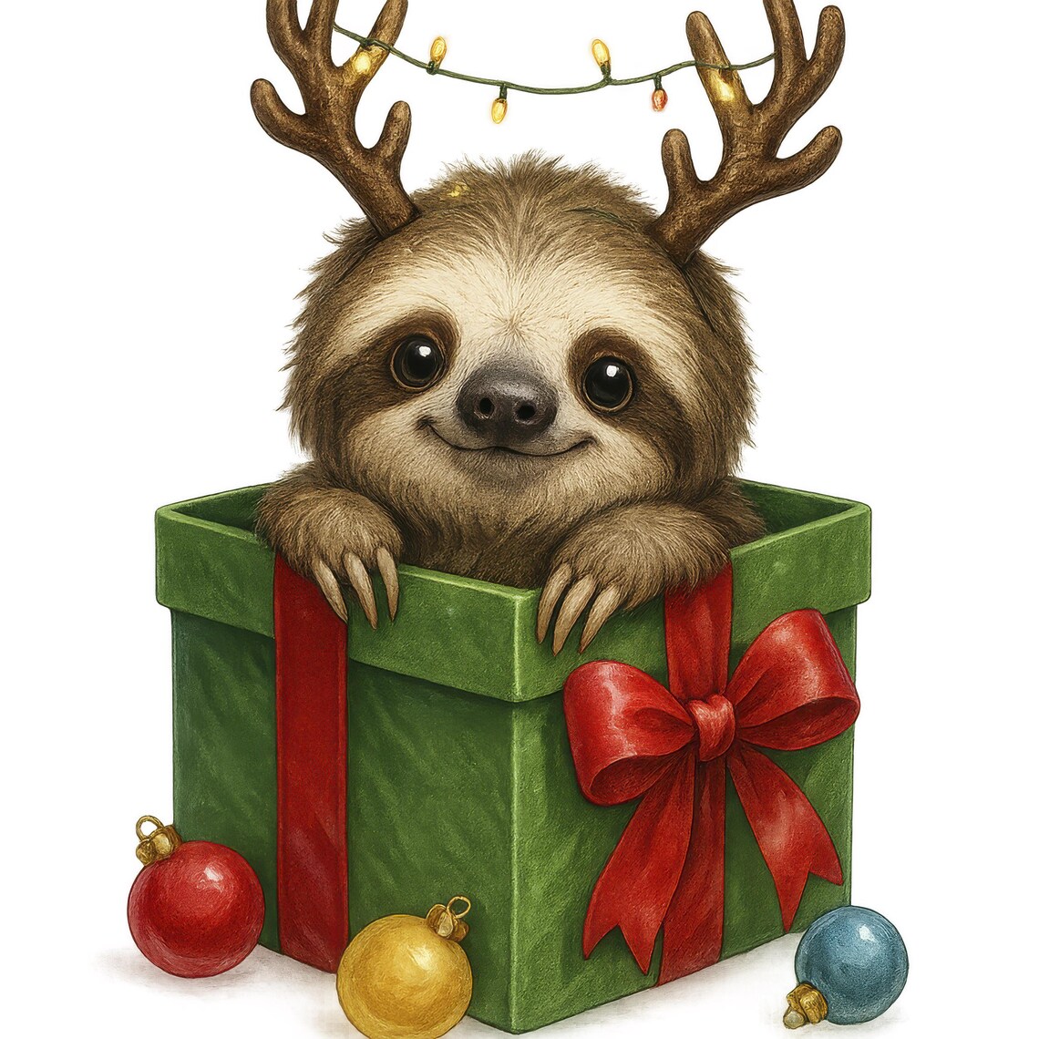 Christmas Sloth Clipart: Holiday Sloth Design (digital Download) 10 PNG ...