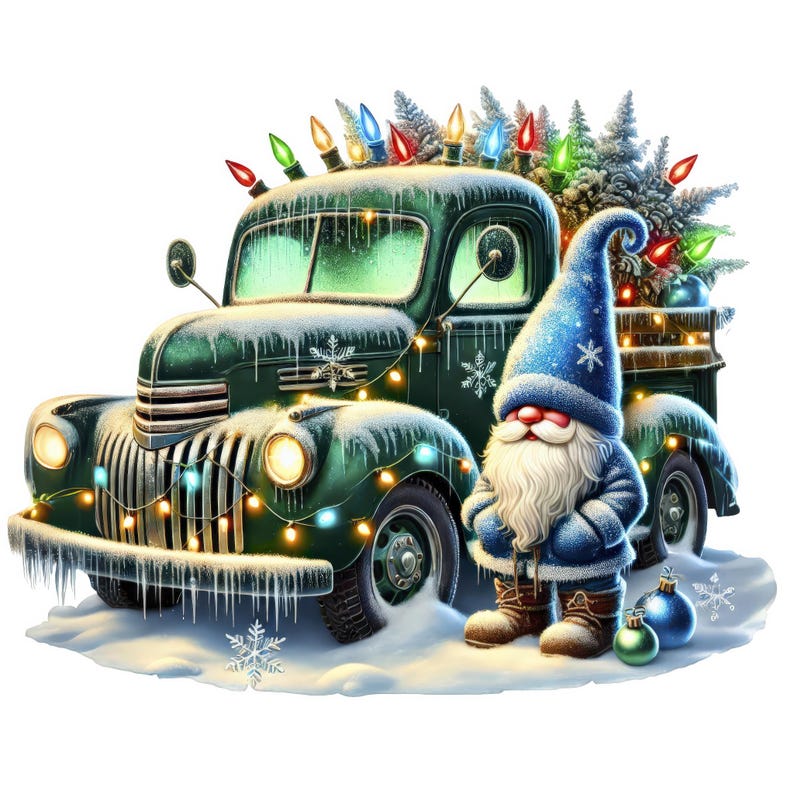 Christmas Gnome Truck Clipart: Festive Holiday Graphics (digital ...