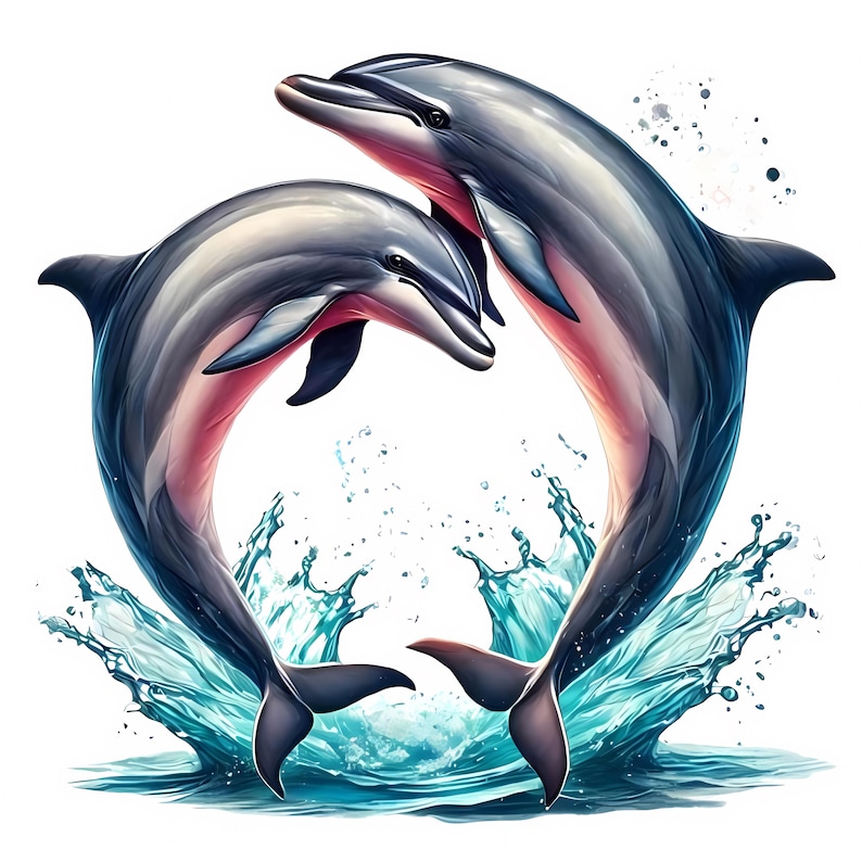 Playful Dolphin Clipart Bundle | Marine Animal Art (digital Download ...
