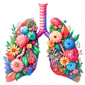 Floral Lung Clipart: Botanical Anatomy Art (12 PNG JPG Digital Download ...