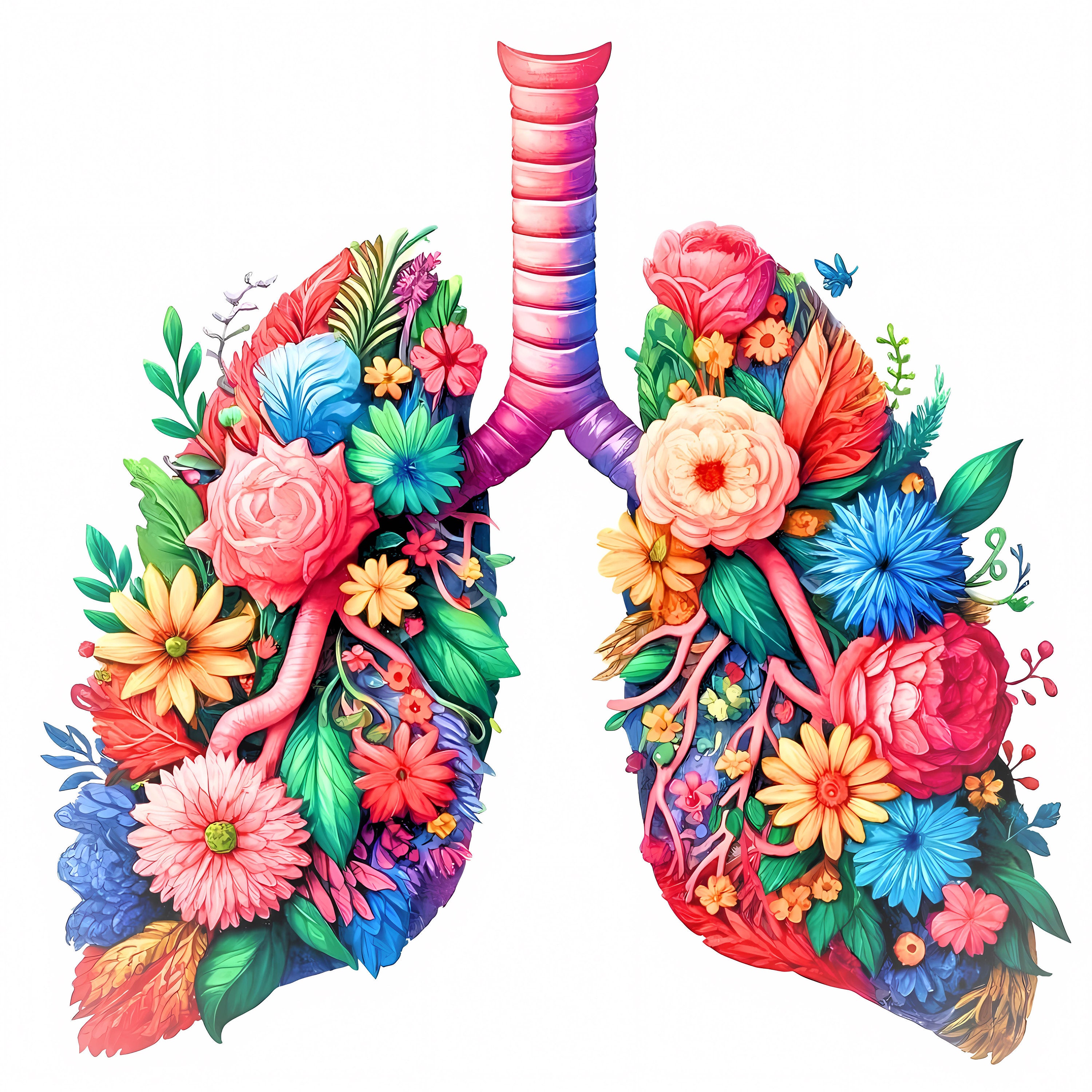 Floral Lung Clipart: Botanical Anatomy Art (12 PNG JPG Digital Download ...