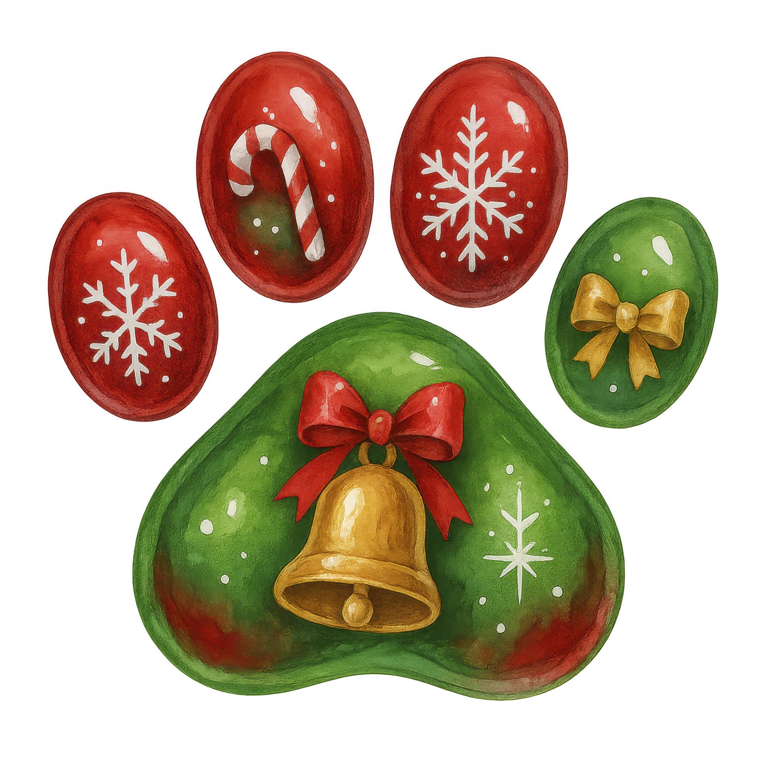 Christmas Paw Print Clipart: Holiday PNG (digital Download) Set of 12 ...