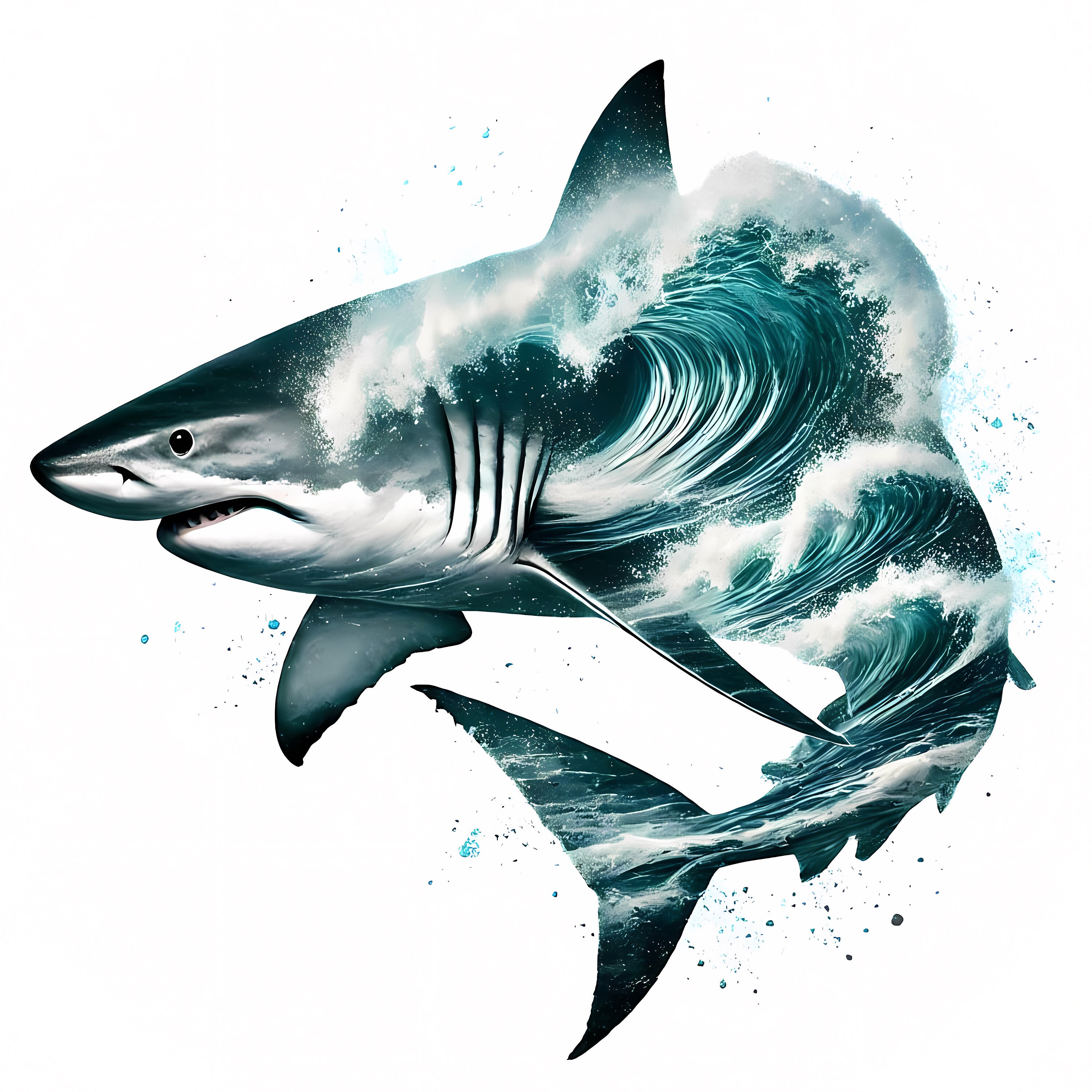 Shark Clipart 12 High-quality Jpgs Majestic Shark Ocean Clipart Bundle ...