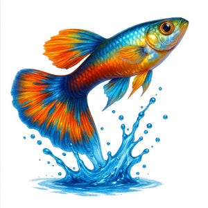 10 Cute Guppy Fish Clipart Bundle, Colorful Guppy PNG, Guppy Fish ...