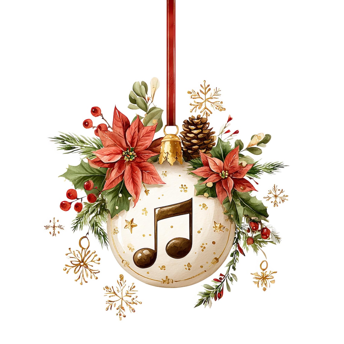 Christmas Ornaments Music Notes Clipart | Festive Musical Graphics ...