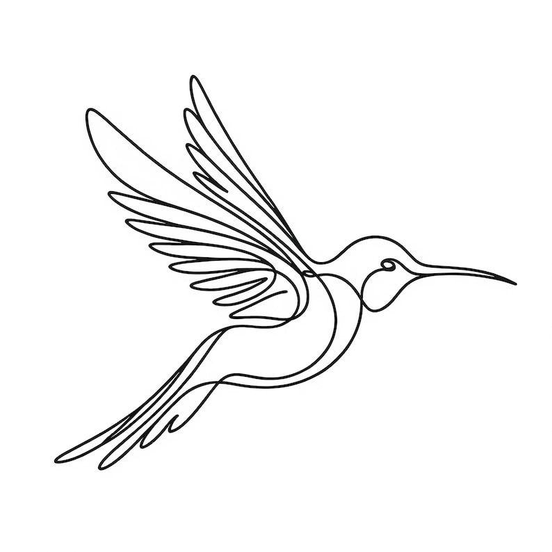 Hummingbird Line Art Clipart: Minimalist Bird Design (digital Download ...