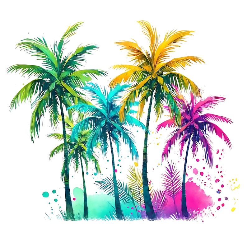 Tropical Palm Tree Clipart Bundle | Coastal Decor (digital Download ...