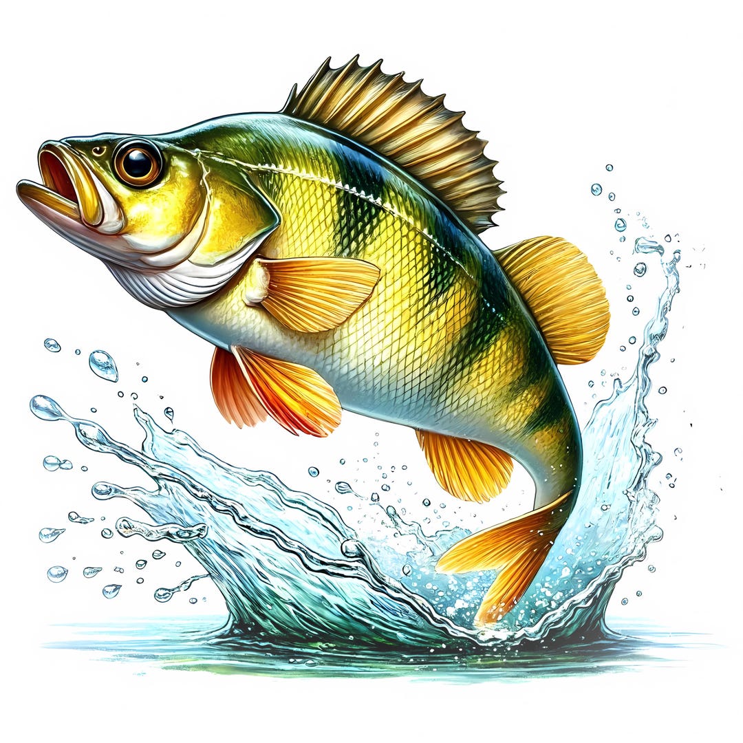 Yellow Perch Fish Clipart 12 High-quality Jpgs Vibrant Yellow Perch ...