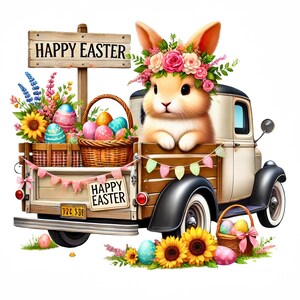 Happy Easter Clipart | 15 High-quality Designs | Easter Bunny Truck ...