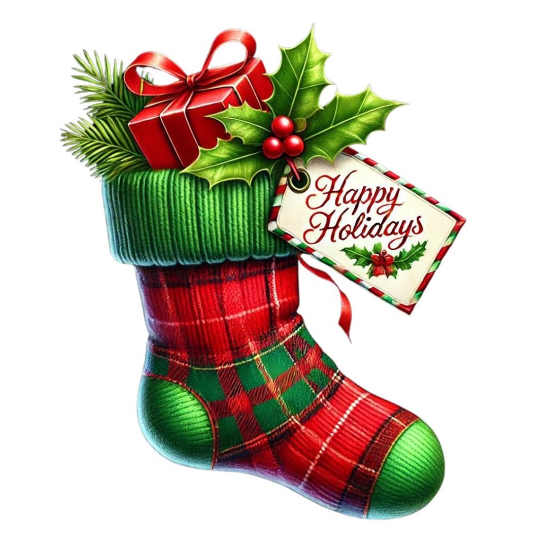 Christmas Sock Clipart Bundle: Holiday 12 PNG Graphics (digital ...