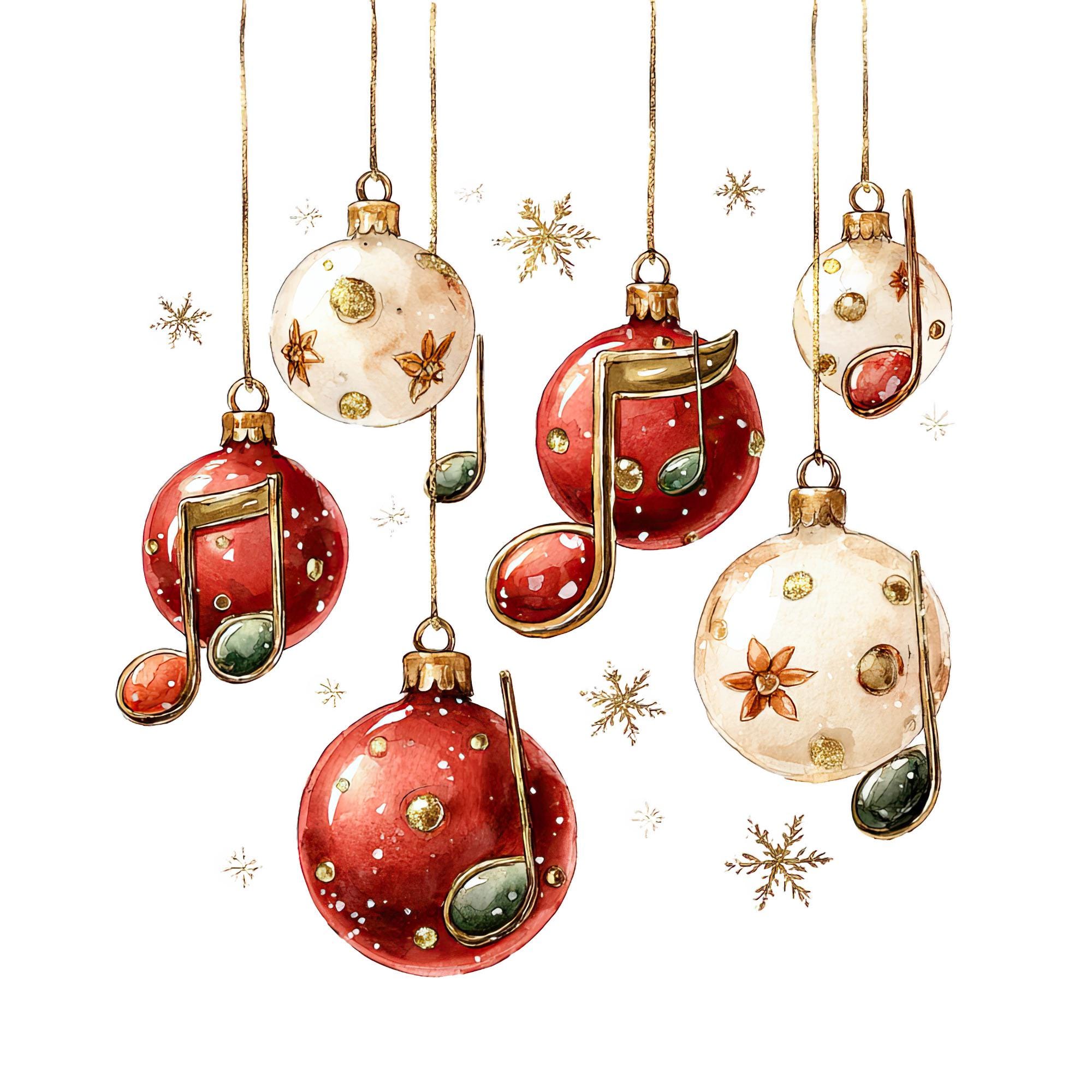 Christmas Ornaments Music Notes Clipart | Festive Musical Graphics ...