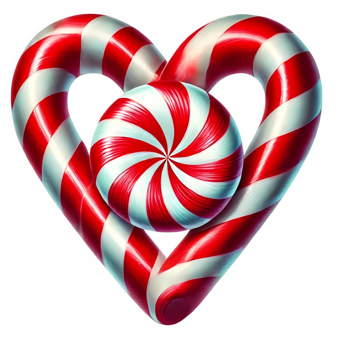 Candy Cane Heart Clipart: Holiday Art Printables (12 JPG Digital ...