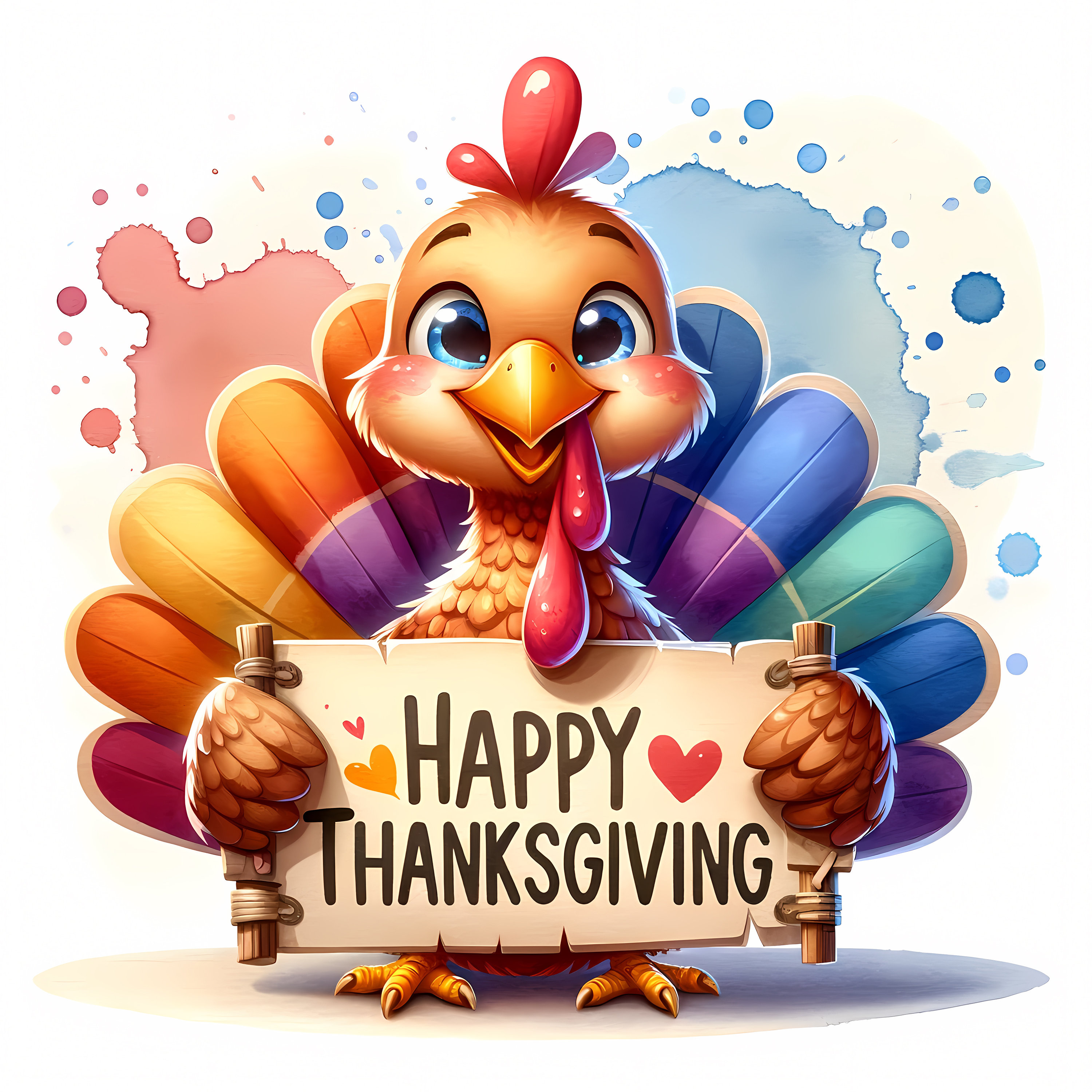 Thanksgiving Turkey Clipart | Fall Wall Art, Happy Turkey Day (digital ...