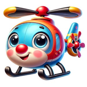 Cute Helicopter Clipart | 11 High-quality Jpgs | Adorable Helicopter ...