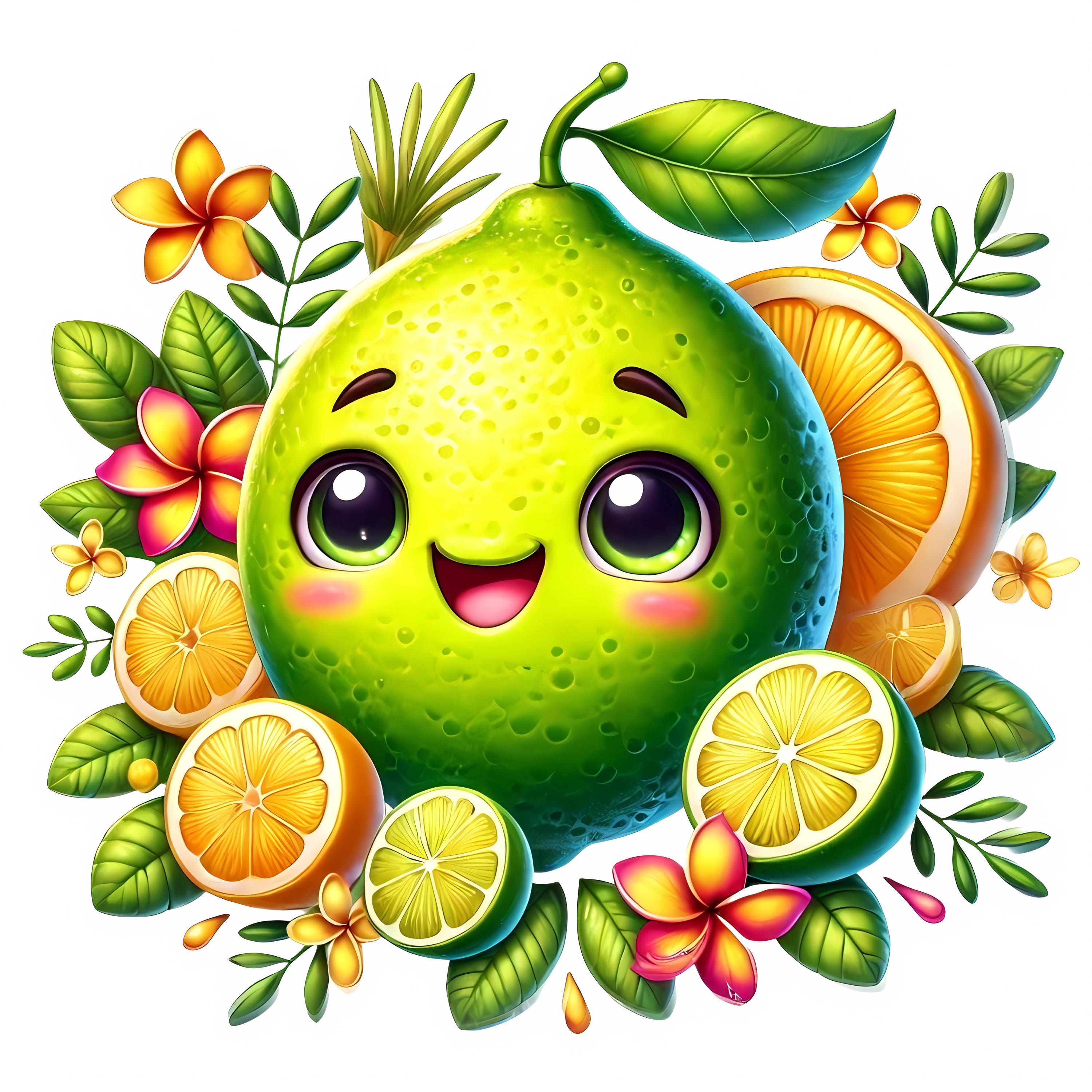 Cute Lime Clipart | 12 High-quality Jpgs | Adorable Cartoon Lime ...