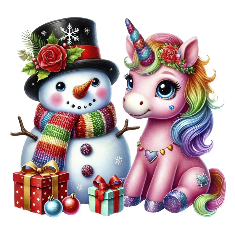 Christmas Unicorn Clipart: Holiday PNG Bundle (commercial Use) (digital ...