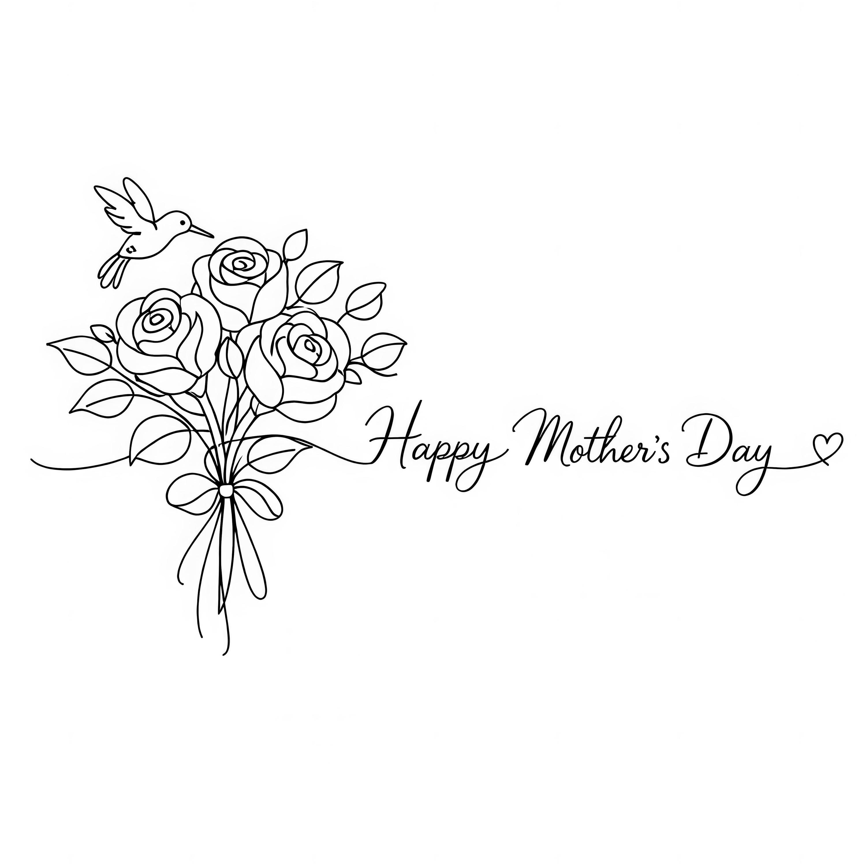 Floral Mother’s Day Clipart, Mom Hand Drawn Outline Graphics, Digital ...