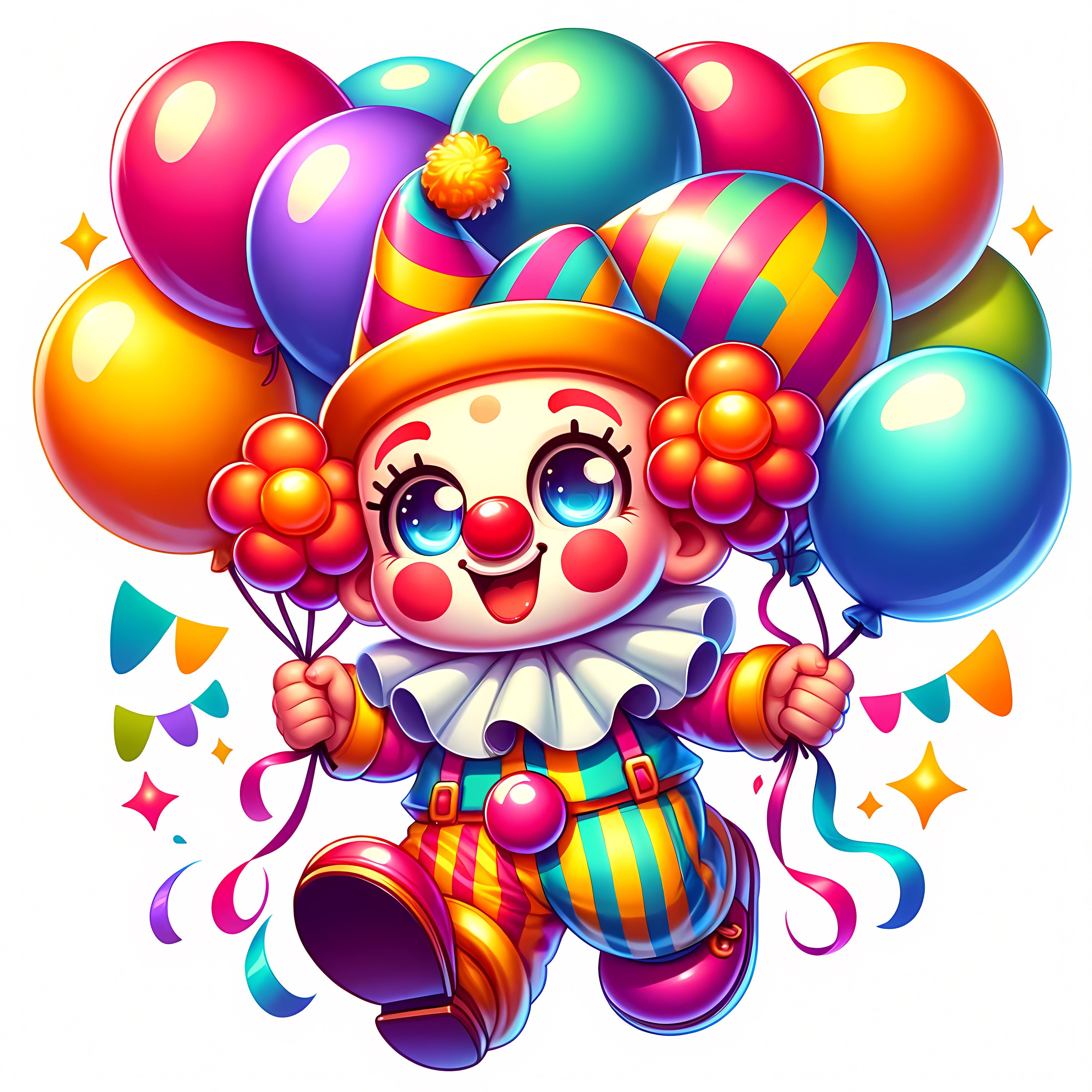 Cute Clown Clipart Bundle 12 High-quality Images for Circus Art ...