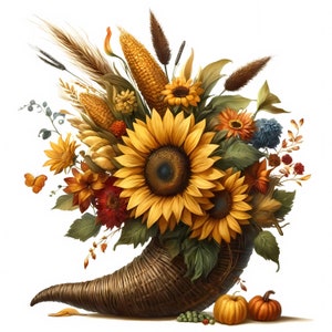 Thanksgiving Cornucopia Clipart: Autumn Harvest Art (digital Download ...