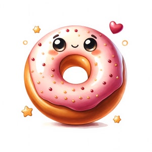 Cute Donuts Clipart | 12 High-quality Jpgs | Adorable Cute Donuts ...