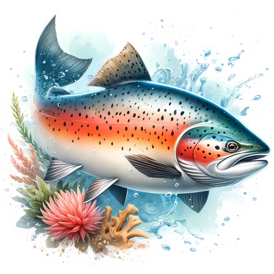 Salmon Clipart 10 High-quality Jpgs Realistic Salmon Clipart Bundle ...