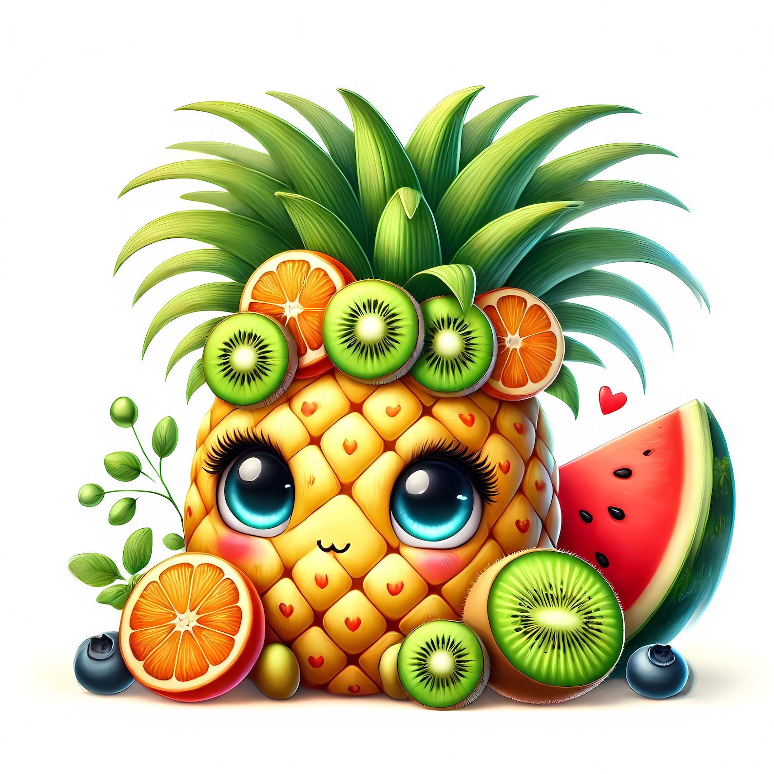 Cute Pineapple Clipart 10 High-quality Jpgs Adorable Pineapple Clipart ...