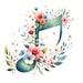 Floral Music Note Clipart 12 High-quality Jpgs Music Note Clipart ...