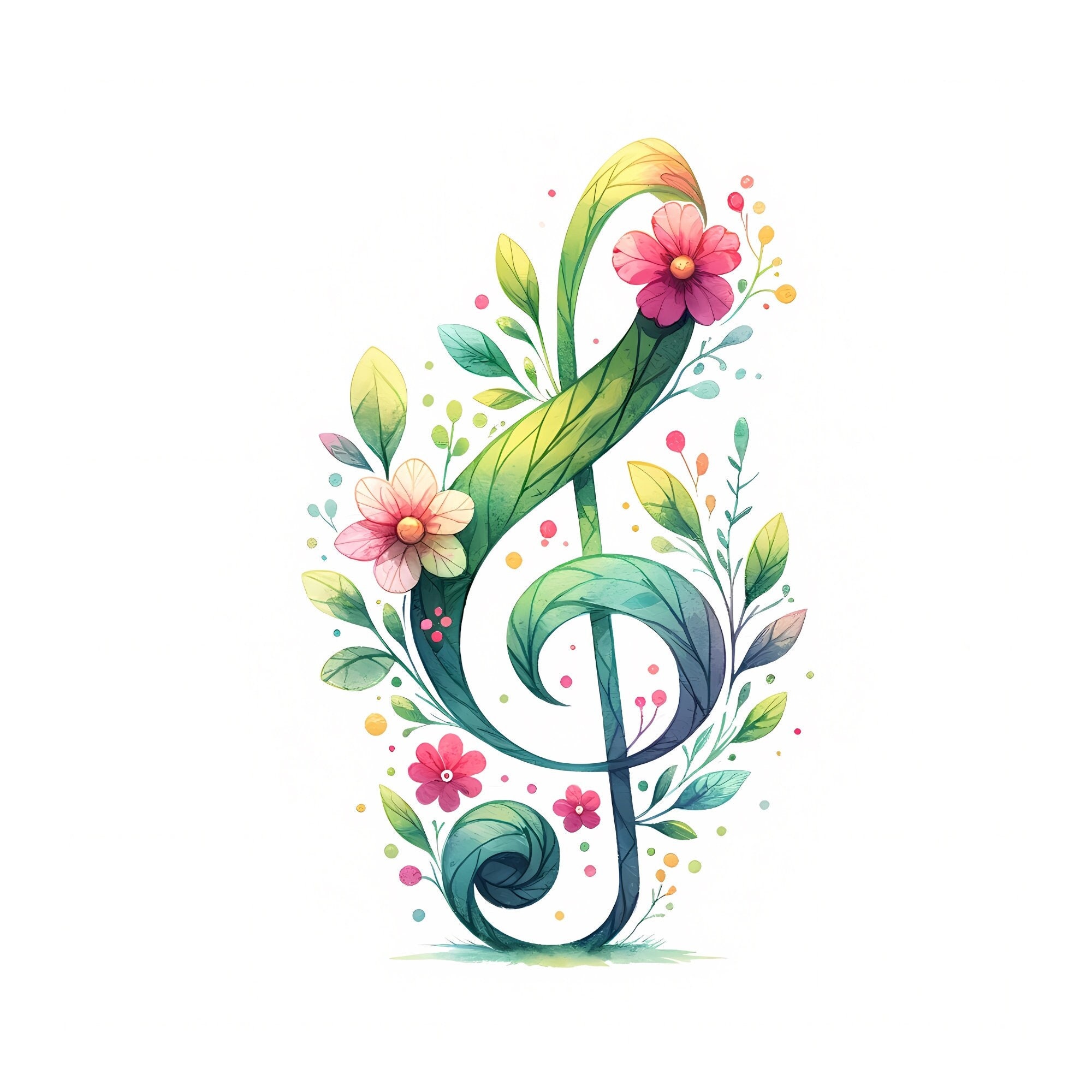 Floral Music Note Clipart 12 High-quality Jpgs Music Note Clipart ...