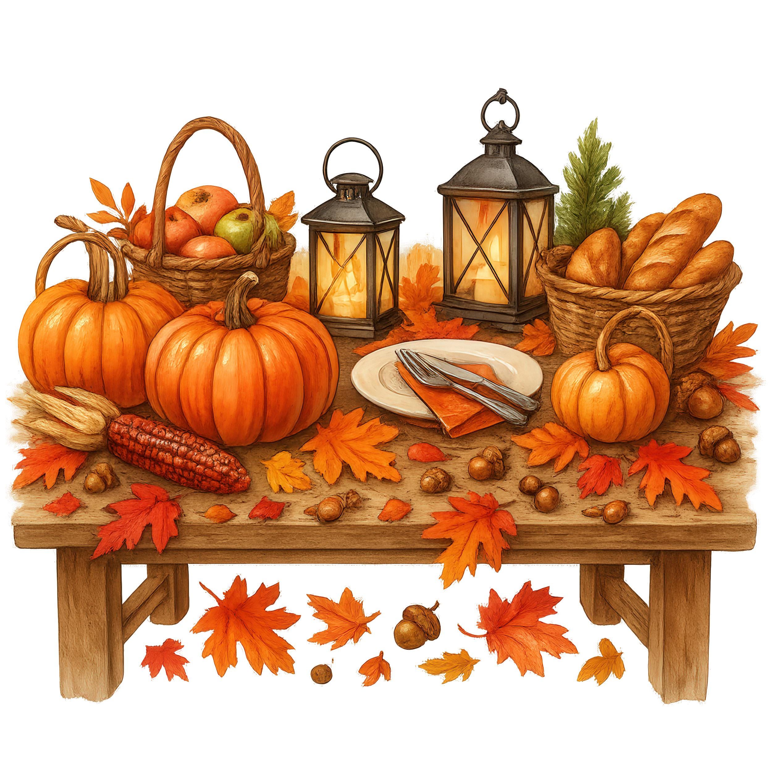 Fall Harvest Clipart: Thanksgiving PNG Images (digital Download - Etsy