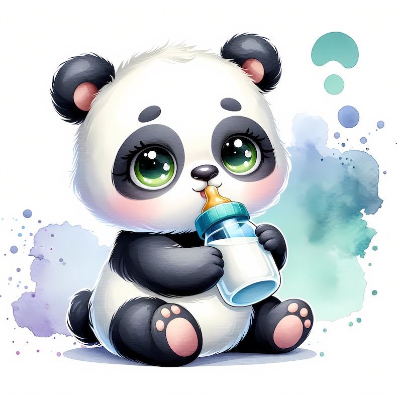 Cute Baby Panda Clipart – Floral JPG Images (digital Download) - Etsy