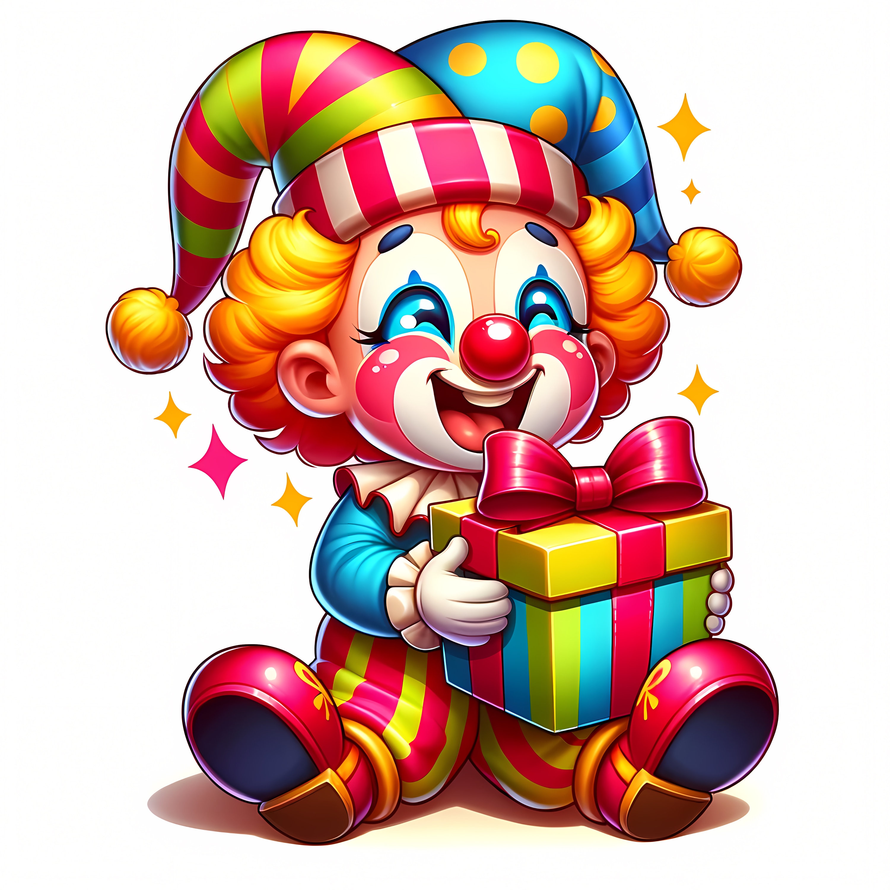 Cute Circus Clown Clipart – High-quality JPG Images (digital Download ...