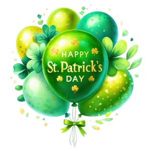 Saint Patrick's Day Balloons Clipart | 10 High-quality Designs | Happy ...