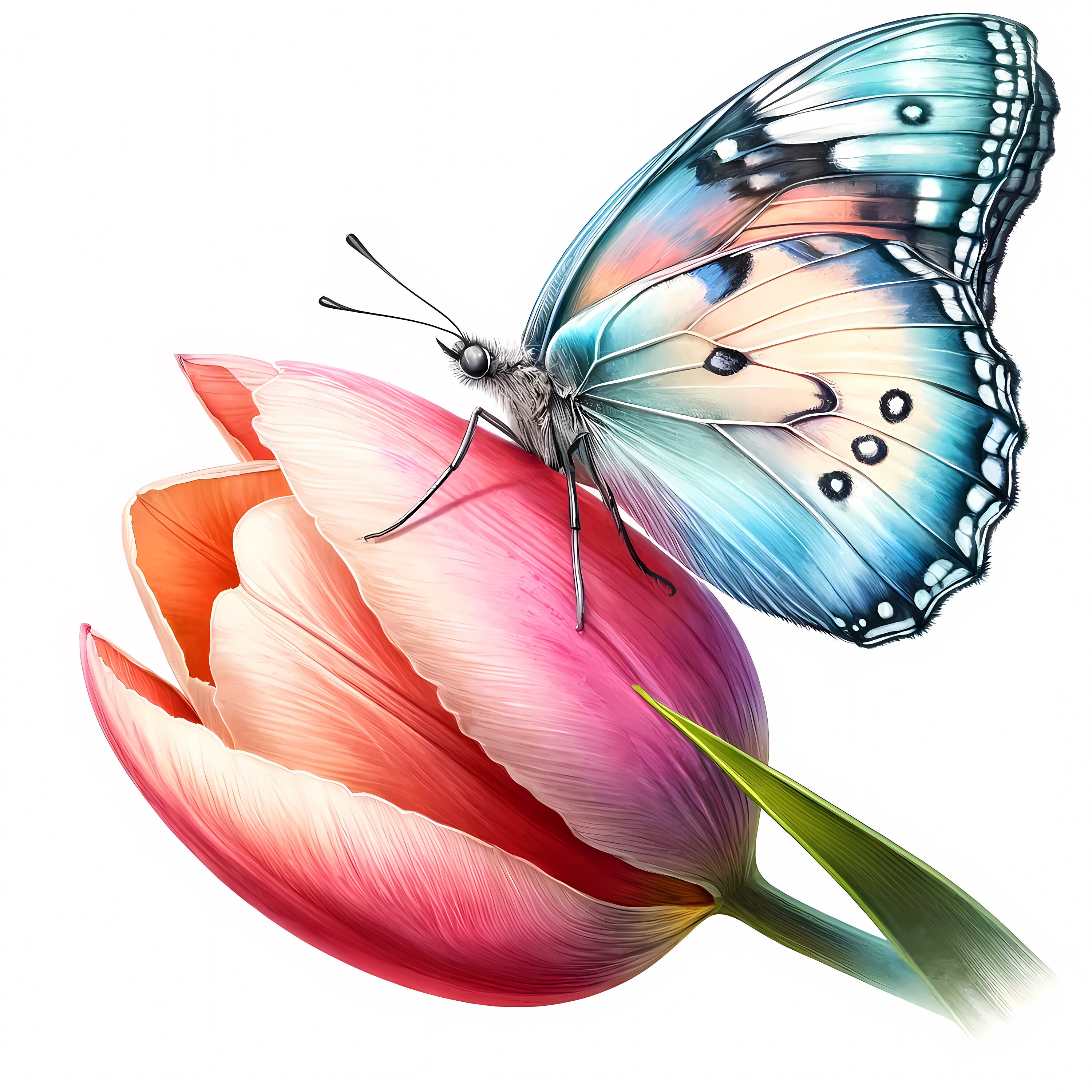Butterfly on a Flower Clipart 10 High-quality Jpgs Colorful Butterflies ...