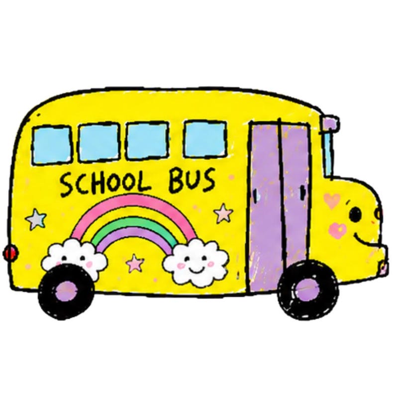 Scribbly Cute School Bus Clipart: Hand Drawn Yellow Bus Graphics ...