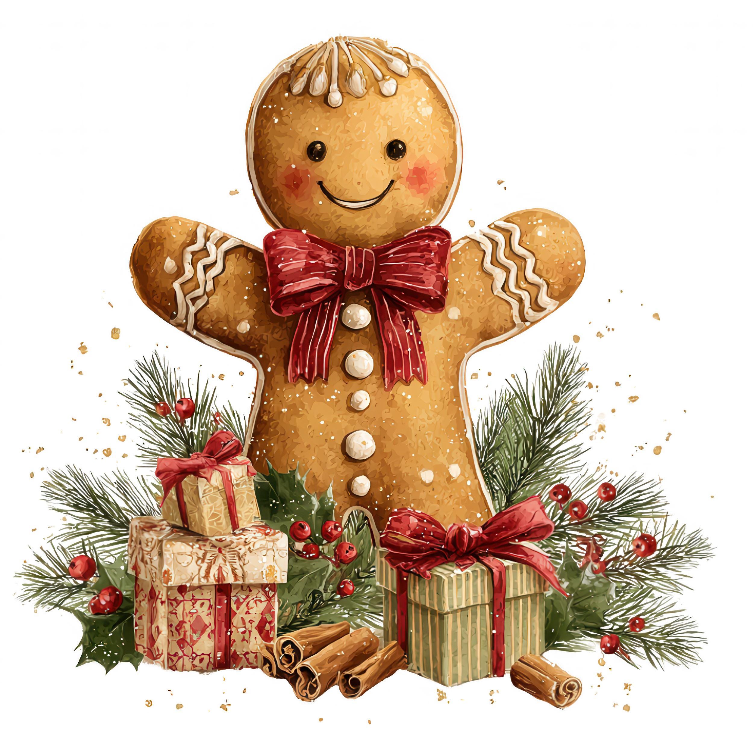 Christmas Gingerbread Man Clipart: Sweet Festive Holiday Graphics ...