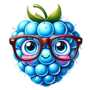 Cute Blue Raspberry Clipart | 11 High-quality Jpgs | Adorable Kawaii ...