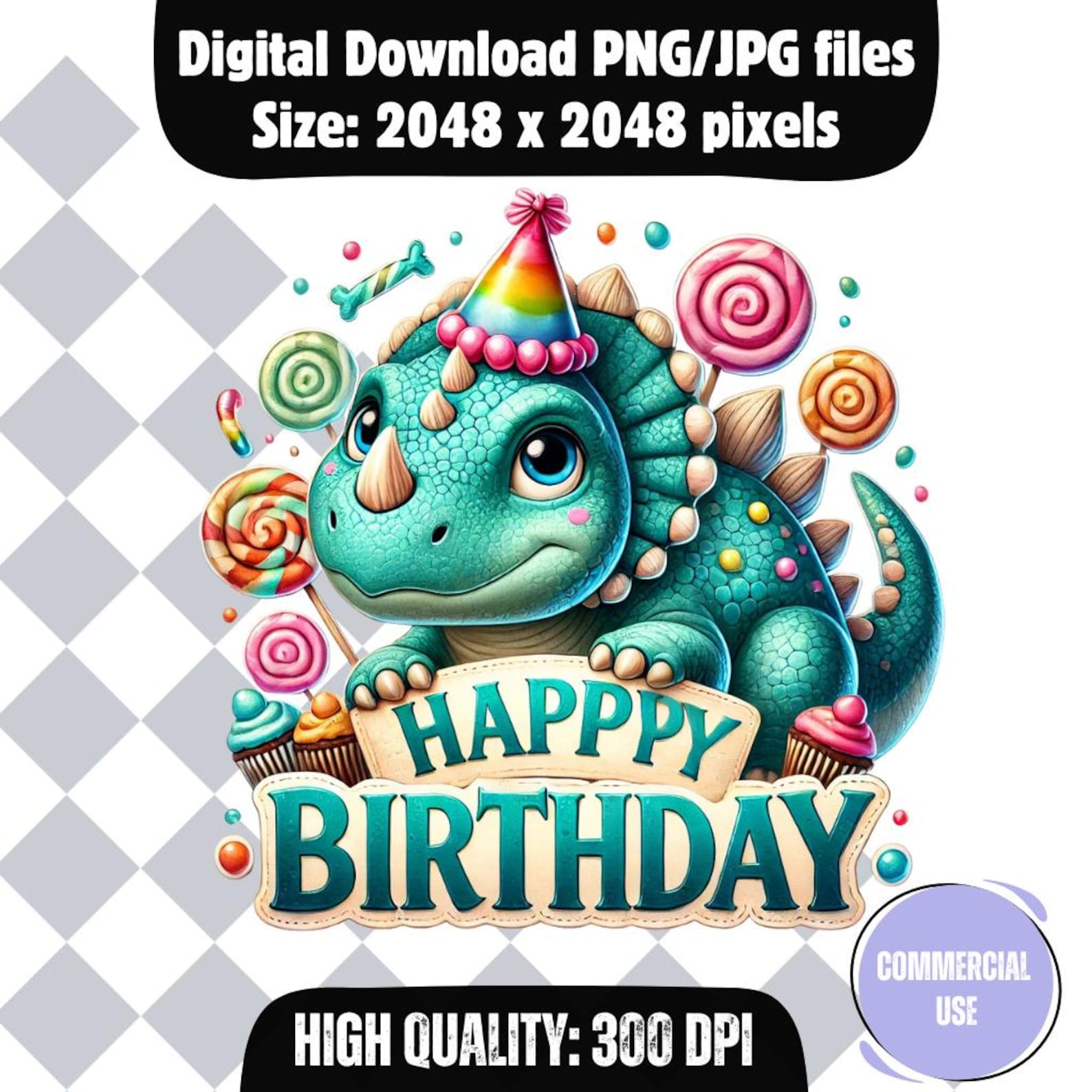 Dinosaur Birthday Clipart | Party Dino Kids Graphic (digital Download ...