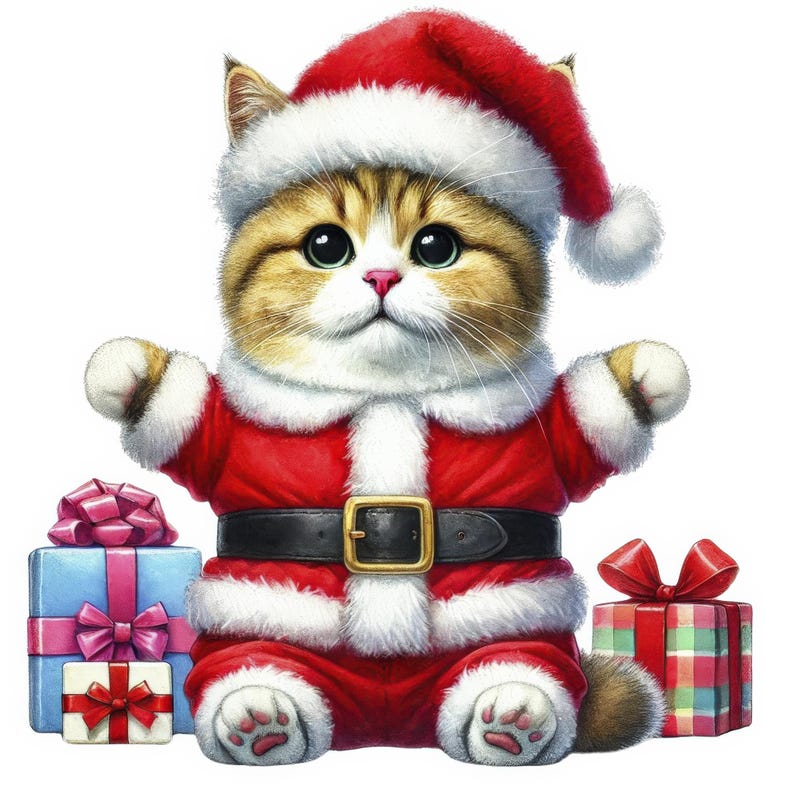 Christmas Cat Clipart: Festive Holiday Pet Designs (digital Download ...